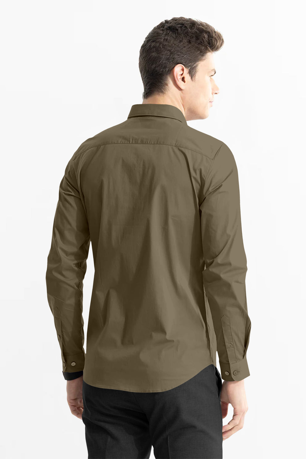 Army Brown Subtle Sheen Super Soft Premium Satin Cotton Shirt